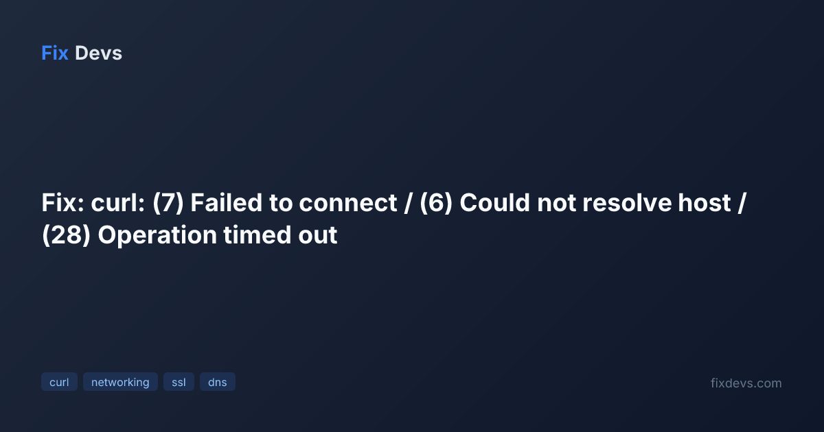 Fix: curl: (7) Failed to connect / (6) Could not resolve host / (28 ...